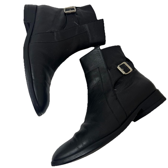 Emerson Fry | Shoes | Emerson Fry Buckle Black Leather Ankle Boots ...